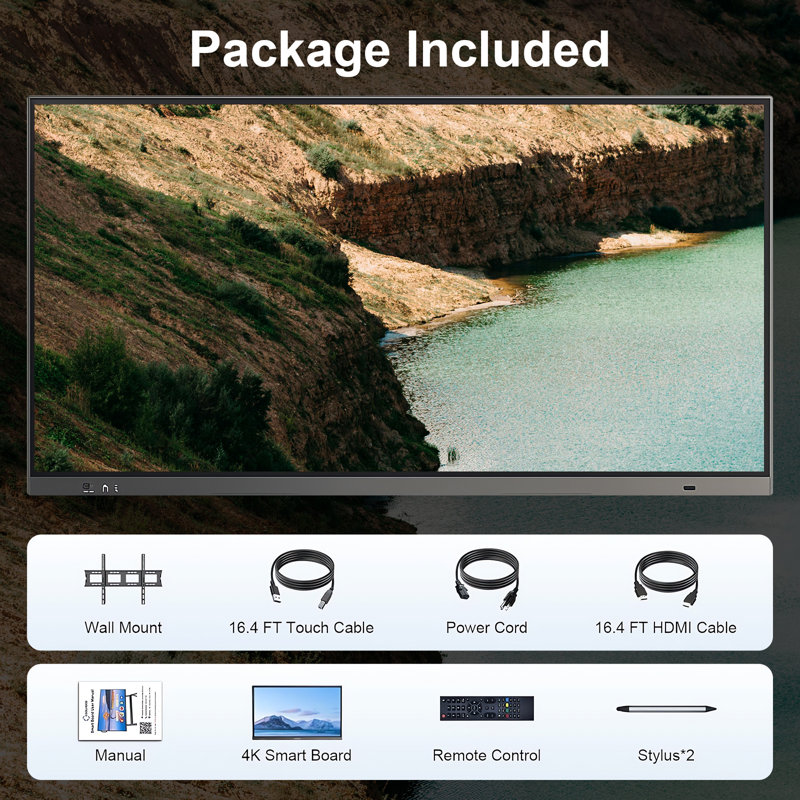 JYXCN 4K Smart Board 86 Inch Interactive Whiteboard, All-in-One Touch Screen Computer with Dual ...